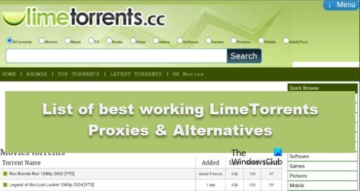 最も動作する LimeTorrents プロキシと代替品のリスト: lasenorahen